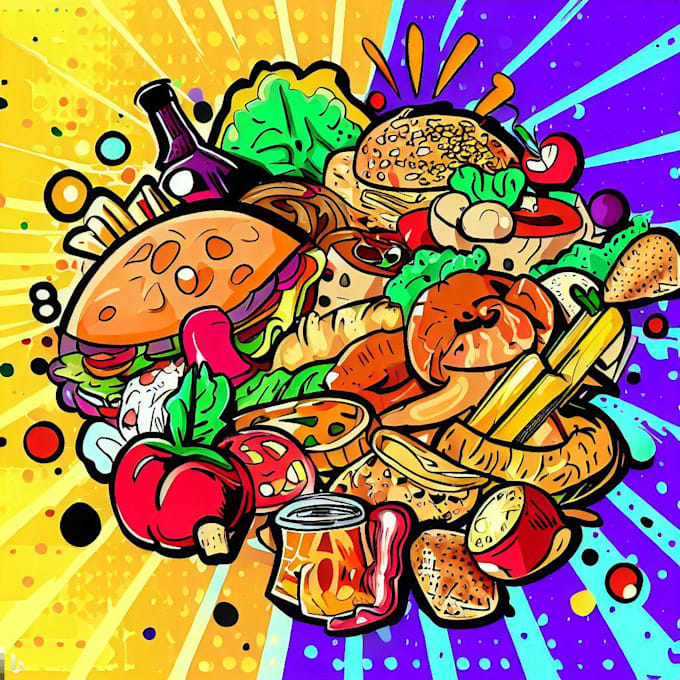 Draw a illustration of food pop art by Athletedesign4 | Fiverr