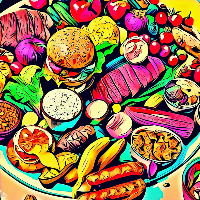 Food pop art of your food by Luckyremote | Fiverr