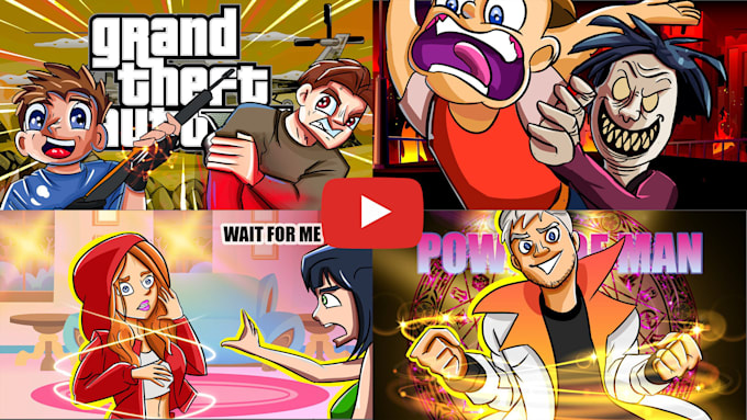 Draw cool cartoon thumbnails by Ogeeera | Fiverr