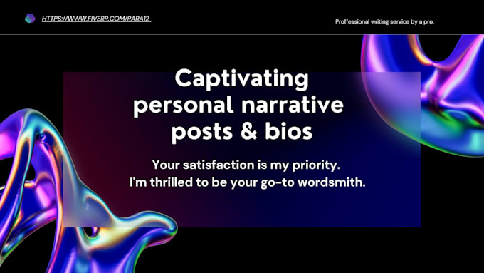 Write personal narrative for facebook, instagram, youtube, linkedin ...