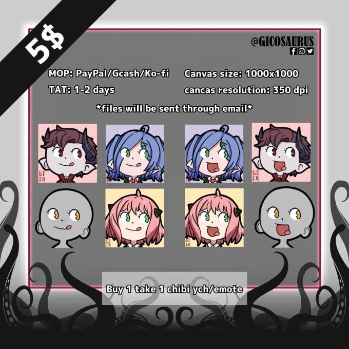 Draw cute anime chibi art for your icon, pfp, ych, emote by Gicosaurus ...