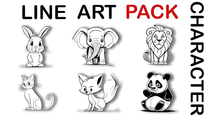 Draw simple black and white line art illustration for you by ...