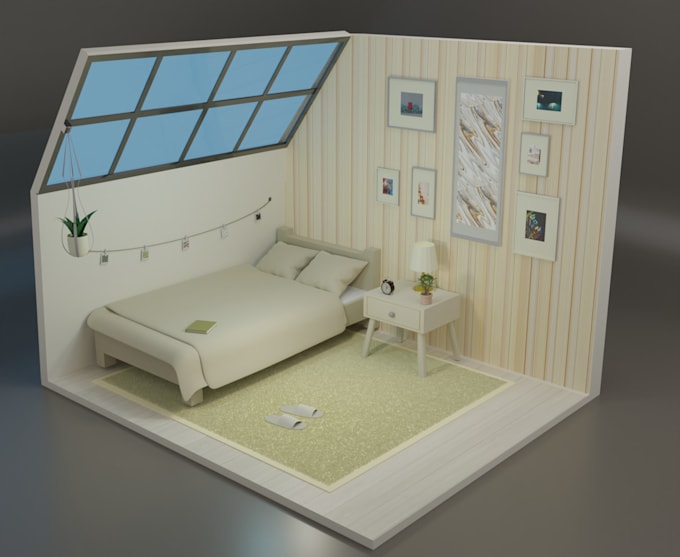 Model 3d low poly isometric interior and exterior in blender by Luna ...