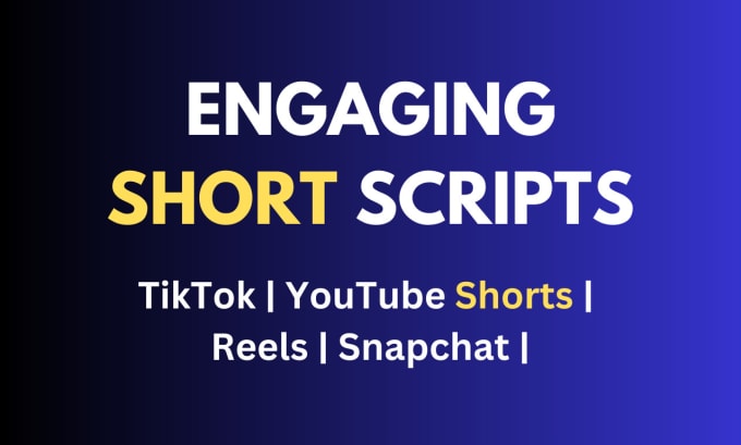 Write youtube shorts scripts tiktok scripts and reels scripts by ... Write youtube shorts scripts tiktok scripts and reels scripts by ...