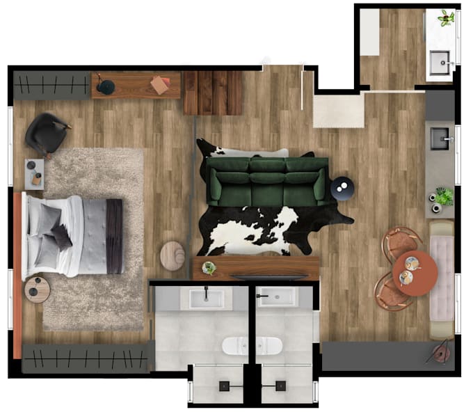 Render 2d architectural plans in photoshop by Ana_schreiner | Fiverr