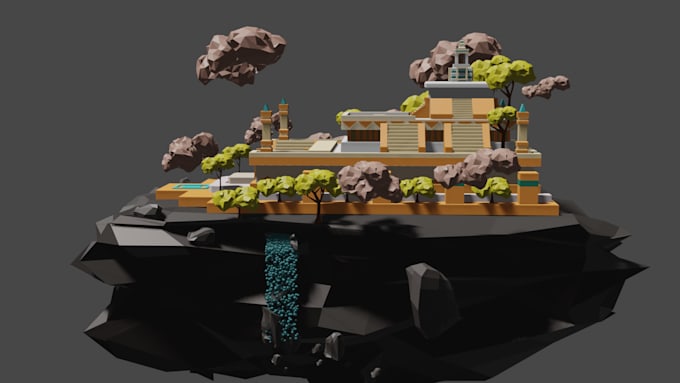 Design low poly 3d environment and building in blender by Baktawarshahid | Fiverr