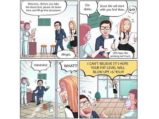 Draw a simple colorful comic strip by Terangkasih | Fiverr