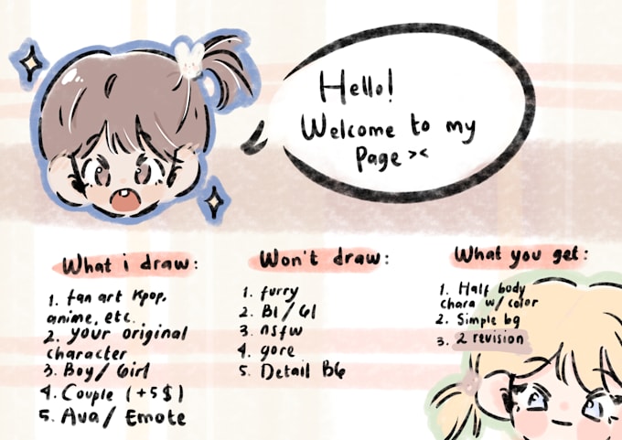 Draw you a cute ocs or emoticon by Mmirae | Fiverr