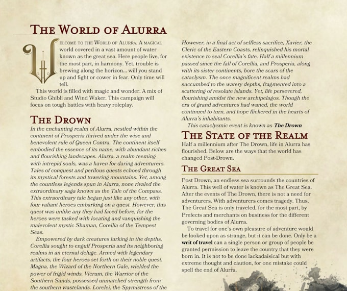 Create lore for your dungeons and dragons campaign by L0reweaver | Fiverr