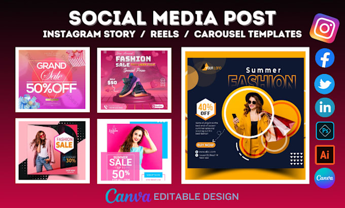 Design instagram posts, carousel, reels, instagram story in canva by ...