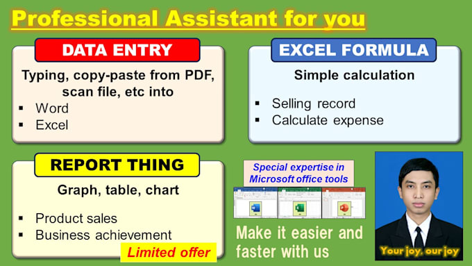 Do data entry, excel formula, report thing with joy for you by ...