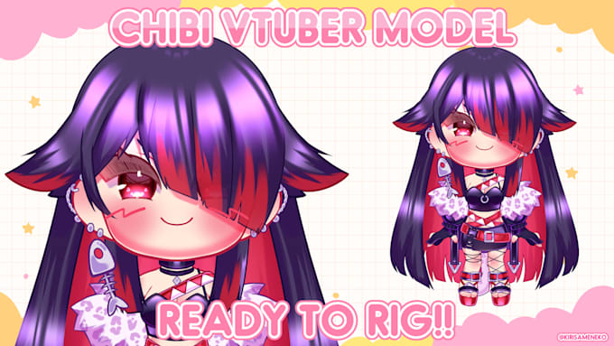Draw a cute kawaii chibi vtuber model avatar for you by Kirisameneko ...