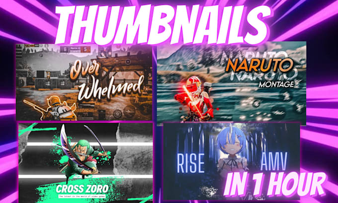 Create 5 youtube thumbnails , banners in 2 hour by Aizenxgaming | Fiverr