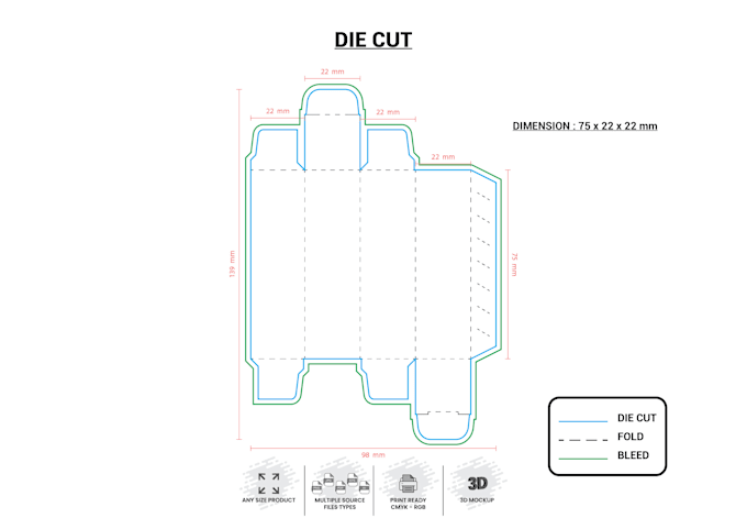 Create dieline cut packaging design for your product by Middurrois | Fiverr