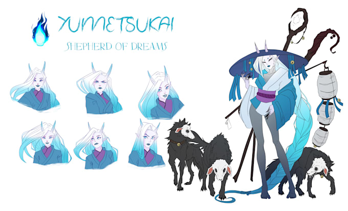 Design custom 2d character with reference sheet by Nuna_halula | Fiverr