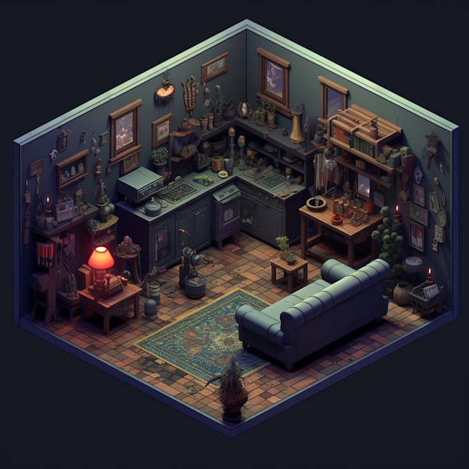 Create chilling isometric horror art by Fethibilici | Fiverr