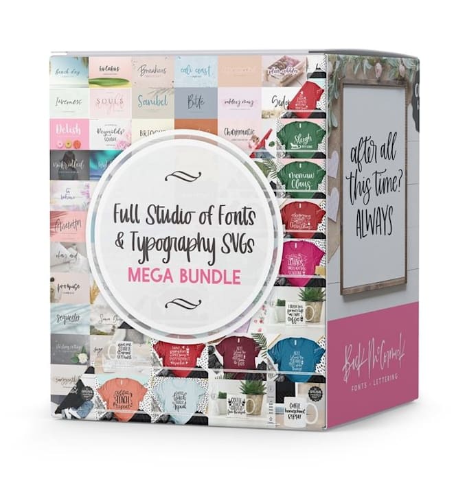 Bundle name full studio of fonts and typography svgs mega bundle by ...