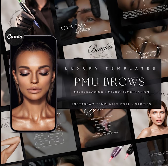 Provide 50 luxury templates pmu brows microblading template by ...