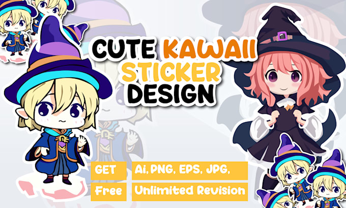 Do amazing custom kawaii sticker for you by Mateensubhani | Fiverr