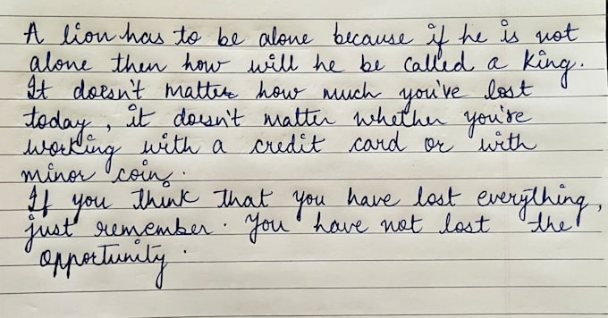 Write anything in good cursive handwriting by Nupur_ag13 | Fiverr