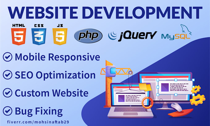 Do front end backend website development using html css javascript php ...