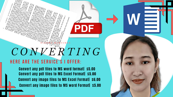 Convert your any files to ms word, excel, pdf format by Martinezdianne7 | Fiverr