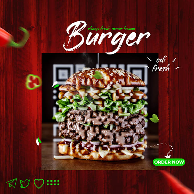 Design realistic qr codes about food burgers by Martinzarate | Fiverr