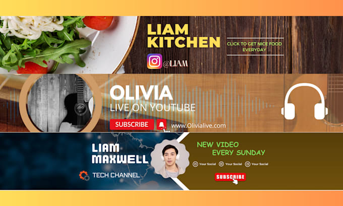 Create premium and brand new youtube banner by Memo988 | Fiverr