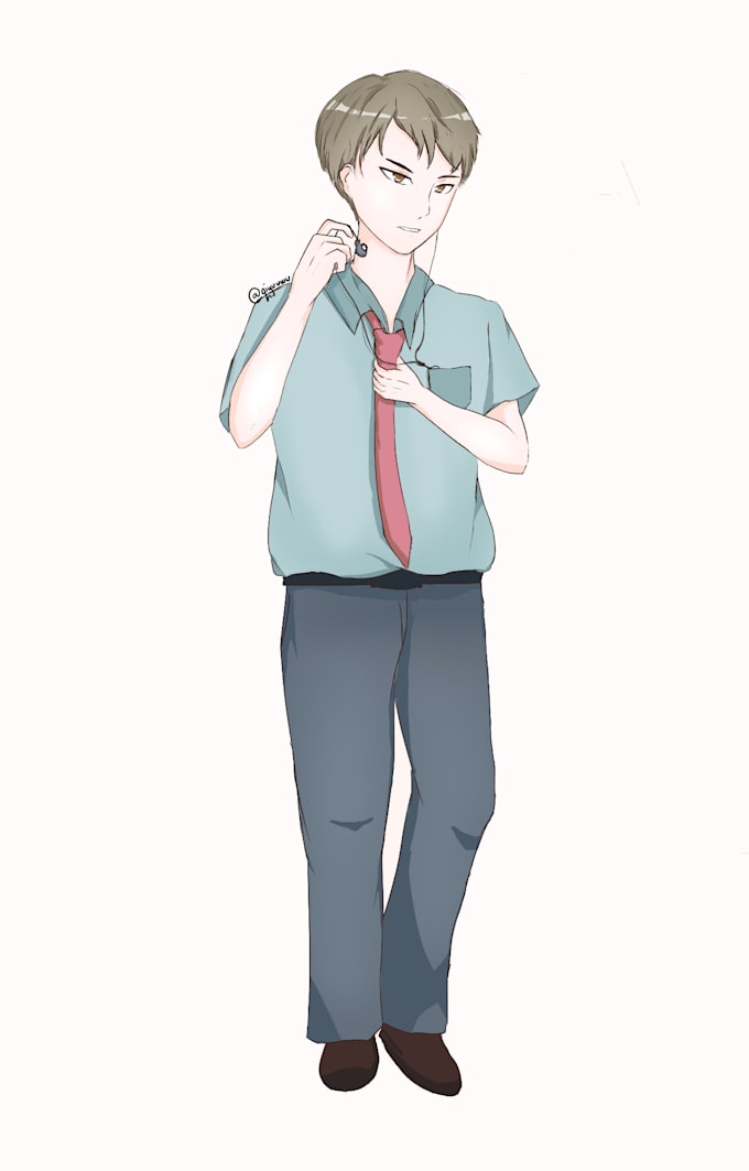 how to draw anime boy school uniform