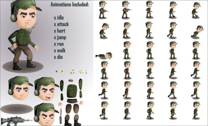 Draw spritesheet, 2d character, game asset, avatar for vtuber streamer ...