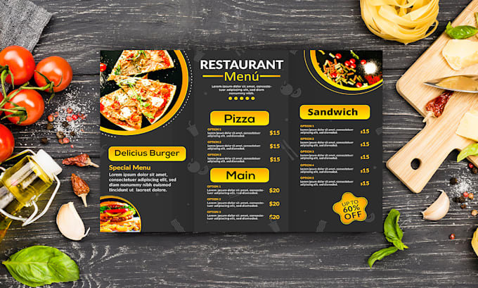 Design amazing restaurant menu and board, food, price list or digital ...