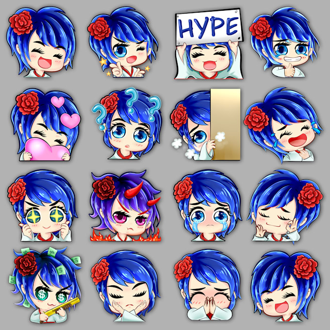 Create custom chibi animated gif twitch emotes by Bimarz | Fiverr