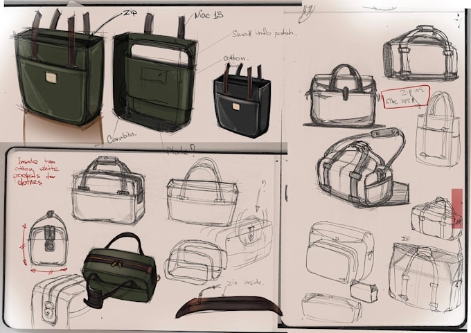 Design detailed fashionable bag tech pack,tote bag tech pack, backpack ...