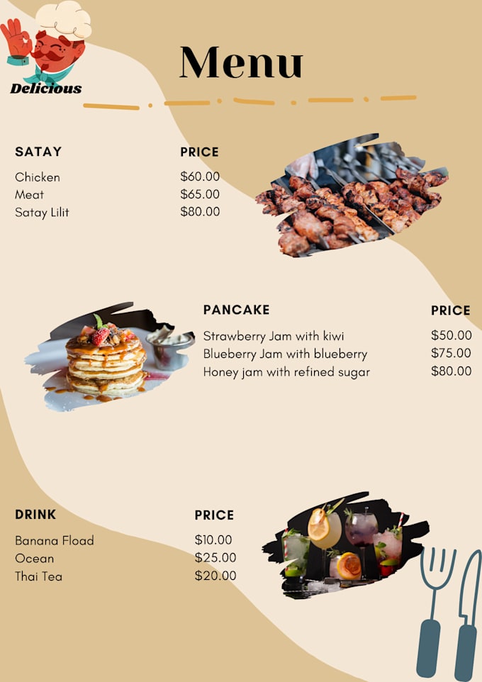 Make a simple design menu list with canva by Liandani | Fiverr