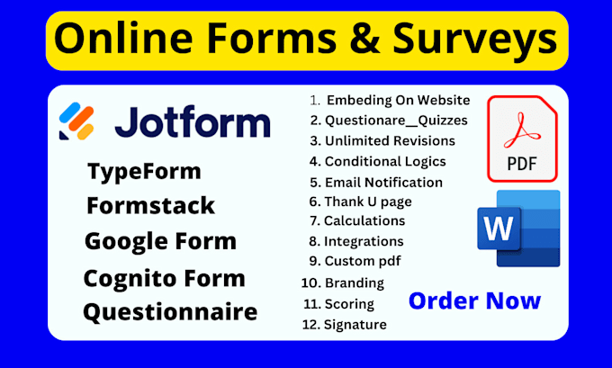 Online forms, surveys, jotform, formstack, google form, cognito form ...