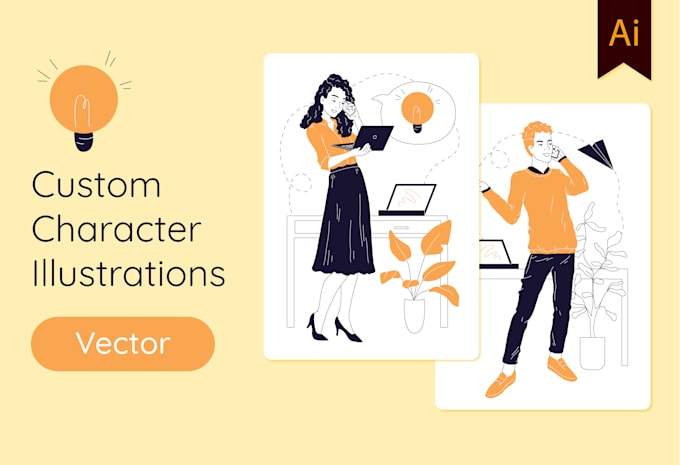Create custom character illustrations in vector by Flitzrain | Fiverr