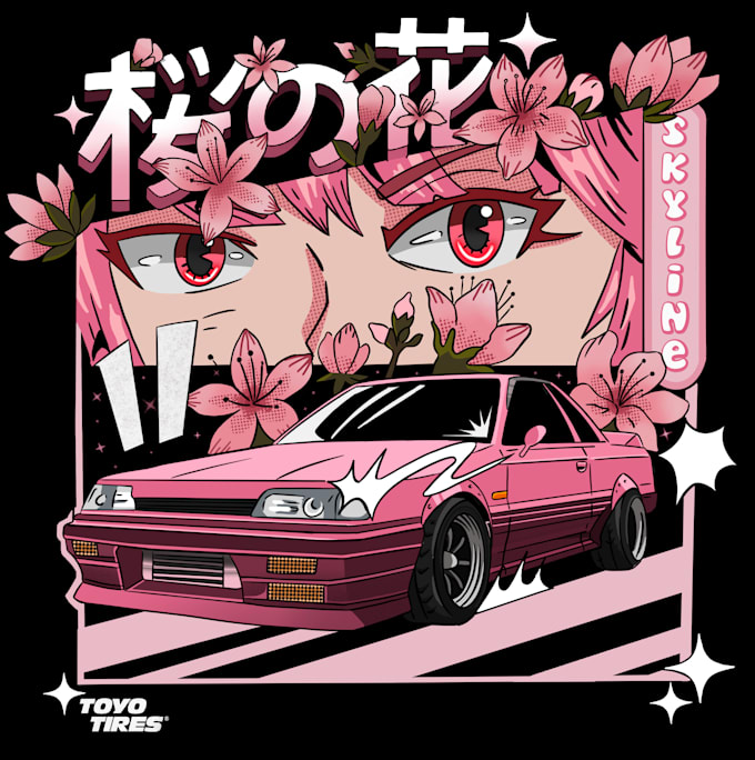 Draw your car in japanese style by Cribson | Fiverr