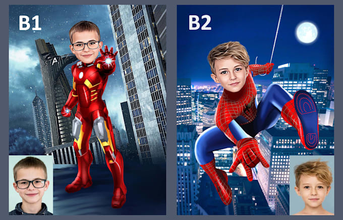 Make personalized superhero portrait gift for kids by Geetez | Fiverr