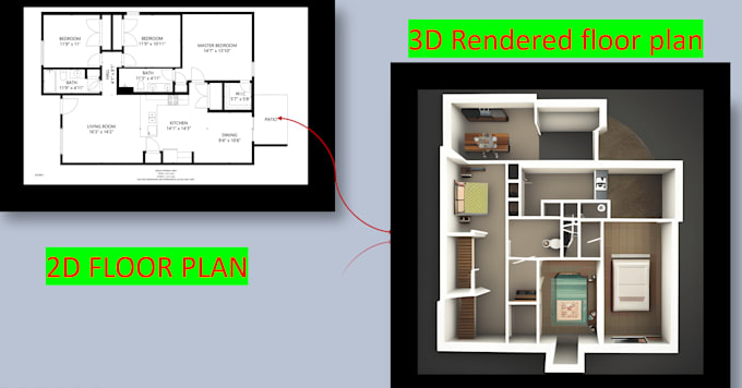 Redraw 2d floor plans in 3d for improved visualization by Hamzakaleem2000 | Fiverr