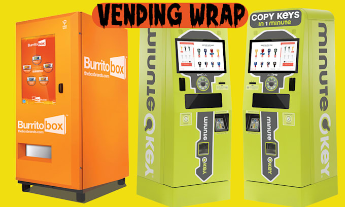 Design ice cream vending machine wrap, atm, hair and lashes, pop corn ...