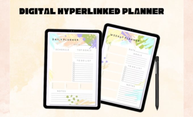 Design hyperlinked digital planner, printable journal planner by Felix_abby | Fiverr