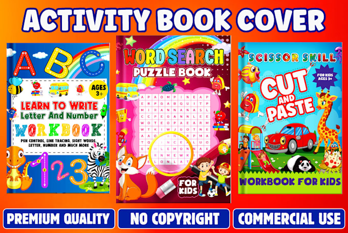 Design creative kids and adult activity book cover, coloring book cover ...
