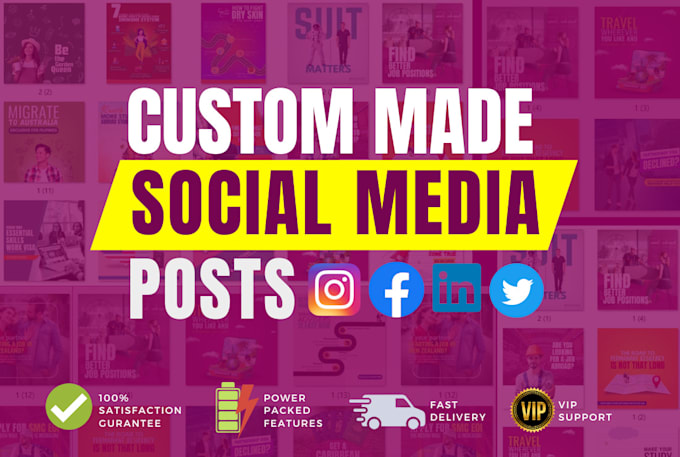 Custom design social media posts for a month with descriptions and ...
