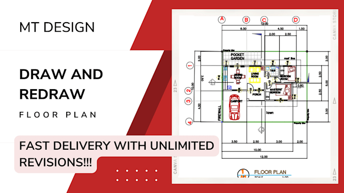 Draw and redraw 2d architectural floor plans in autocad by Laratrinidad | Fiverr