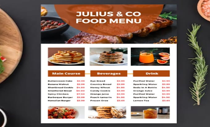 Do modern restaurant menu design for you by Khalidyn | Fiverr