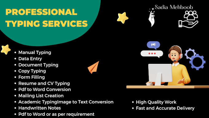 Provide professional typing and data entry services by Sadia_mehboob ...