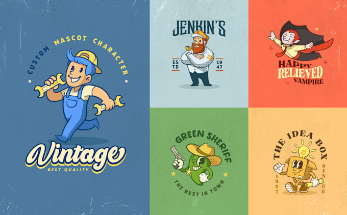 Create vintage retro mascot logo for vintage brands or clothing by ...