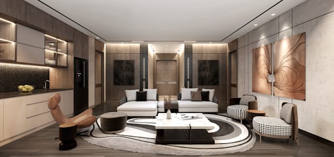 Create 3d model interior design and render for residential space by ...