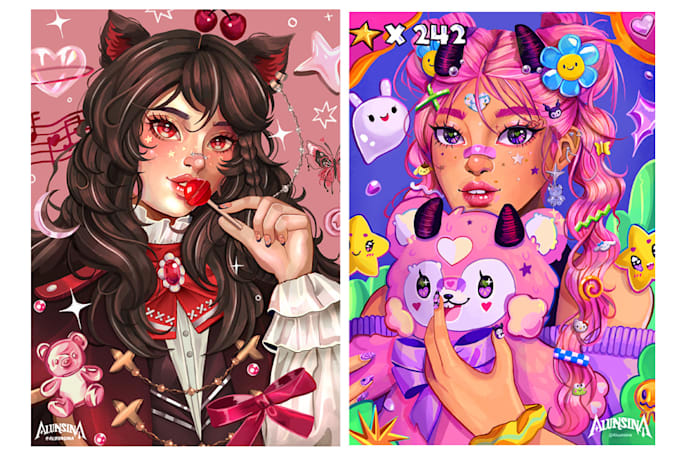 Make aesthetic and cute portraits by Laonsina | Fiverr