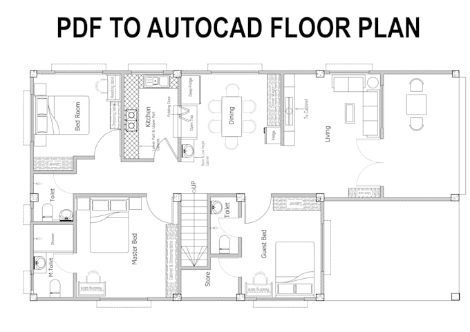 Draw autocad 2d architectural floor plan in autocad by Robiulislam884 | Fiverr